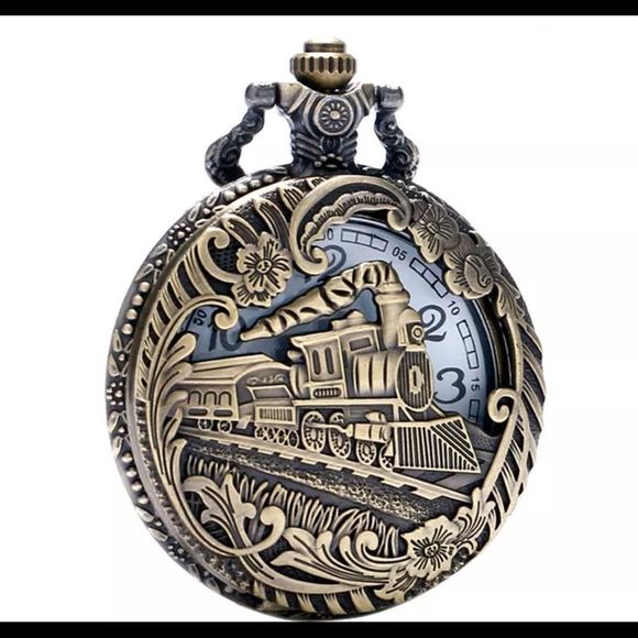 Accessories | Train Locomotive Quartz Pocket Watch Bronze | Poshmark